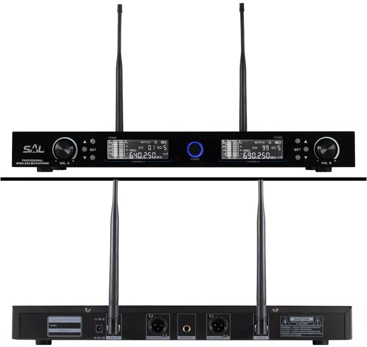 Set 2 microfoane wireless profesionale receiver raza actiune 140 m uhf ...