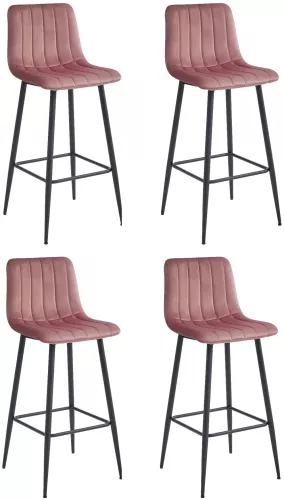 Set 4 Scaune Bar Zargo Catifea Roz - cel.ro