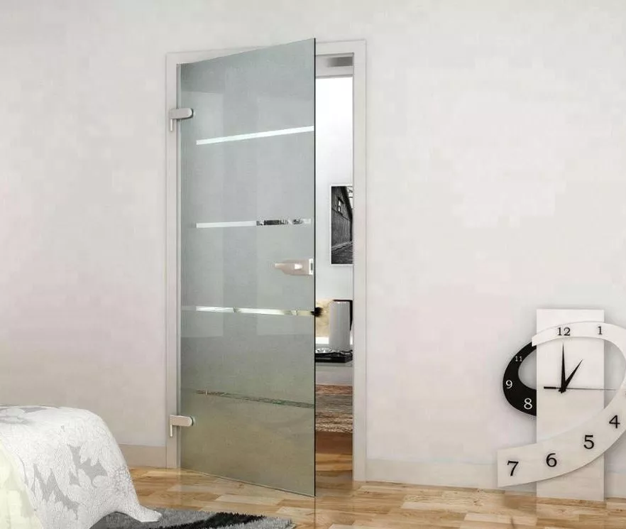 Set usa sticla batanta cu design sablat cu design 83.4x197.2x0.8 cm ...