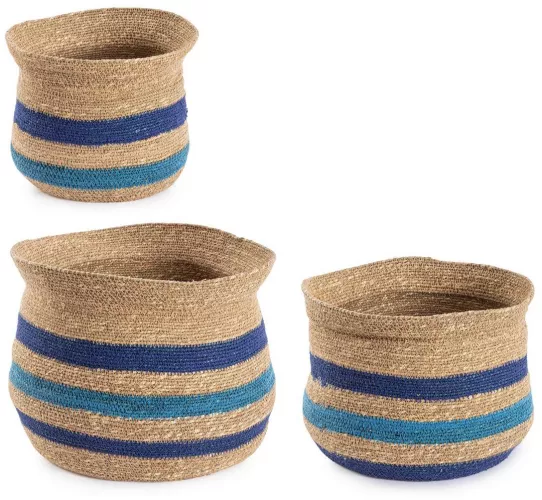 Set 3 cosuri iarba mare natur albastru Ylenia 20x19 cm 25x22 cm 30x25 ...