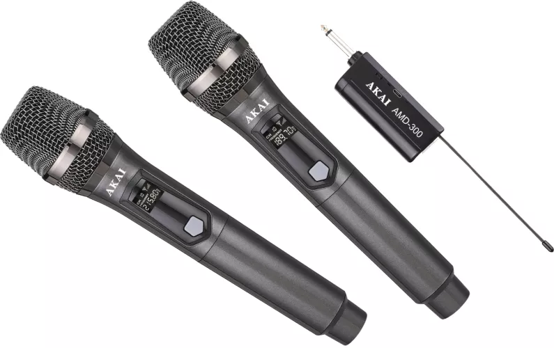 Set Microfoane Wireless AKAI AMD-300 Transmisie Audio Digitala Negru ...