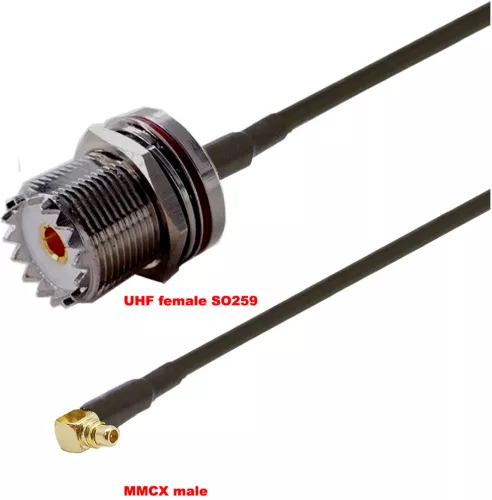 Cablu adaptor RF pigtail MMCX male UHF female SO259 50cm pentru ...