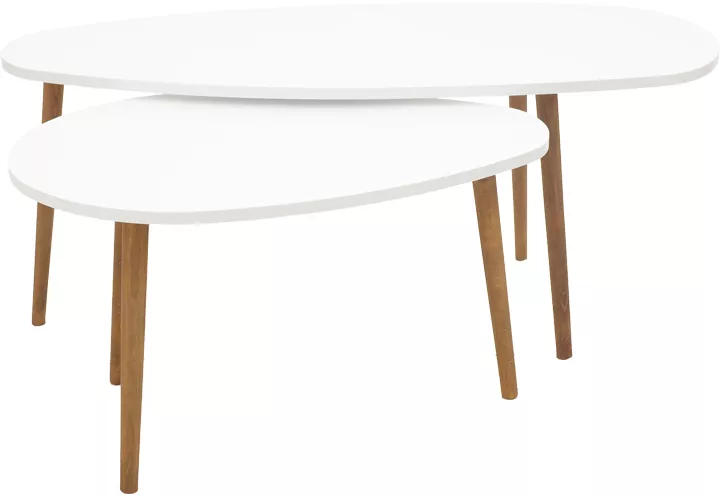 Set 2 Masute Cafea Monnart Albe 120-000417 - cel.ro