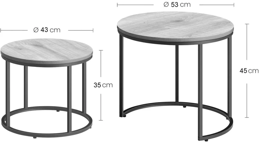 Set 2 Masute Cafea Rotunde Klips Stejar model_2800_1 - cel.ro