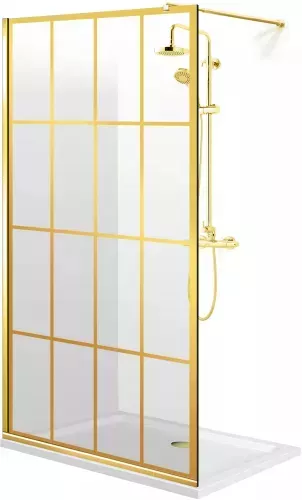 Paravan dus walk-in Aqua Roy and reg Gold Rank auriu sticla 8 mm clara ...