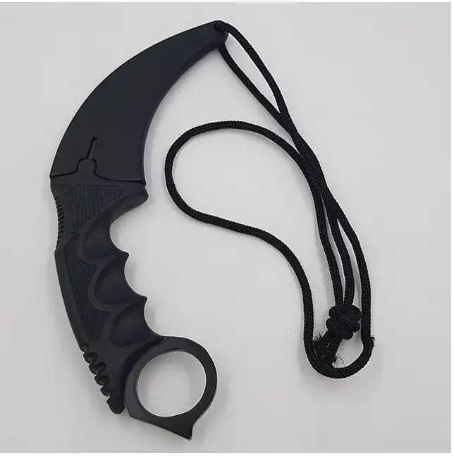 Cutit Karambit negru cu teaca si snur de agatat CS GO dalimag390 - cel.ro