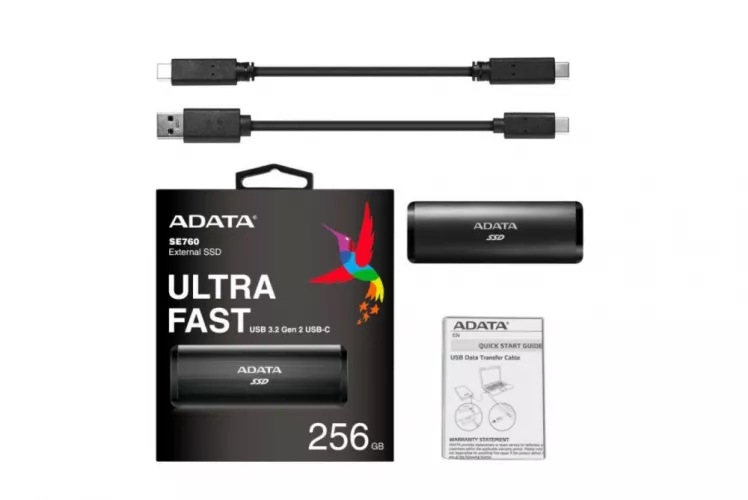 SSD Extern ADATA SE760 256GB Negru USB 3.2 ASE760-256GU32G2BK - cel.ro