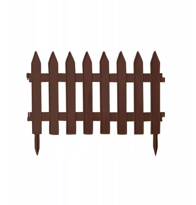 Gard de gradina decorativ din plastic maro set 7 buc 3.2 m x 35 cm ...