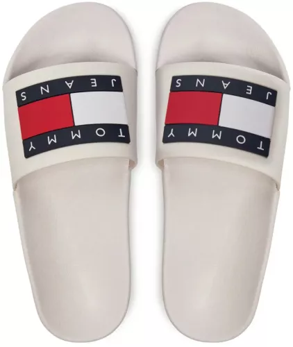 Slapi dama Tommy Jeans cu logo supradimensionat Alb 39 EU aitu ...