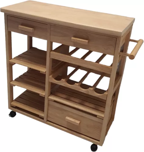 Masa de servire cafea bar pe roti lemn masiv 84x84x32 MOBI03 - cel.ro