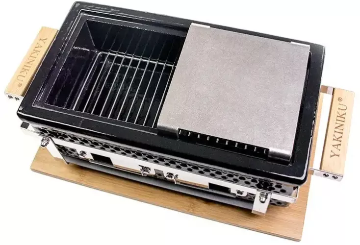 Plita Teppanyaki pentru gratar dreptunghiular YAKINIKU Shichirin 800807 ...