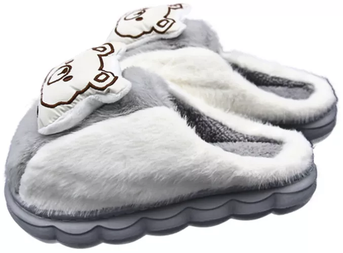 Papuci de Casa Pufosi si Caldurosi pentru Copii - Model CuteBear Gri 30 ...