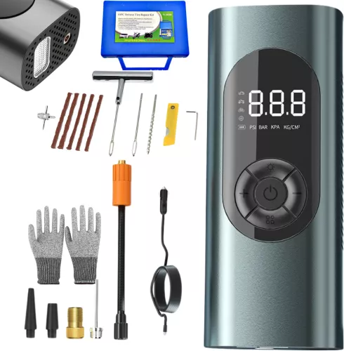 Compresor Auto Portabil BIRAI Pompa Aer Digitala 150 PSI Manometru ...