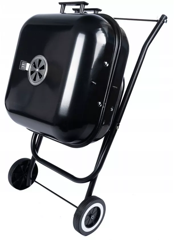 Gratar de gradina mobil pe lemne si carbuni Zola otel cromat capac cu ...