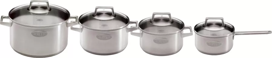 Set oale de gatit cu capac otel inoxidabil 8 piese Boretti Pentola - cel.ro