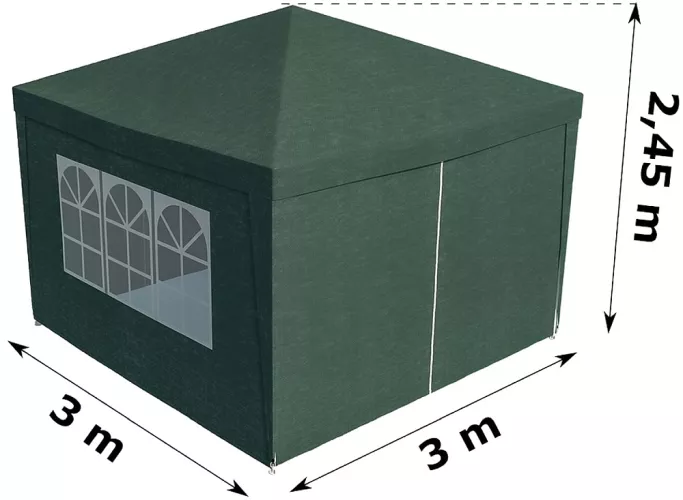 Cort Pavilion Gri 3x3 m cu Pereti Laterali si Ferestre pentru Petrecere ...
