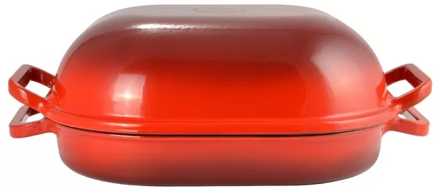 Tava cuptor dubla din fonta emailata capacitate 4l si 2.5 l greutate 7. ...