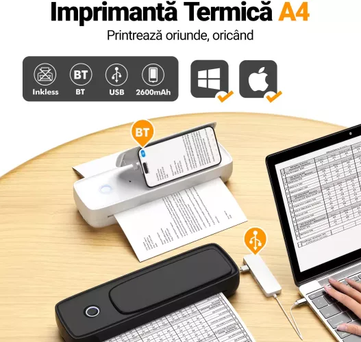 Imprimanta termica model Ultra portabila fara fir nu necesita tus suporta