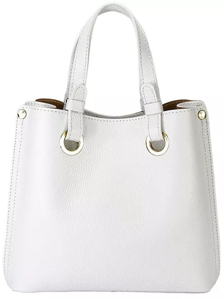 Geanta alba medie din piele naturala 8916 129 jidr_468825757 - cel.ro