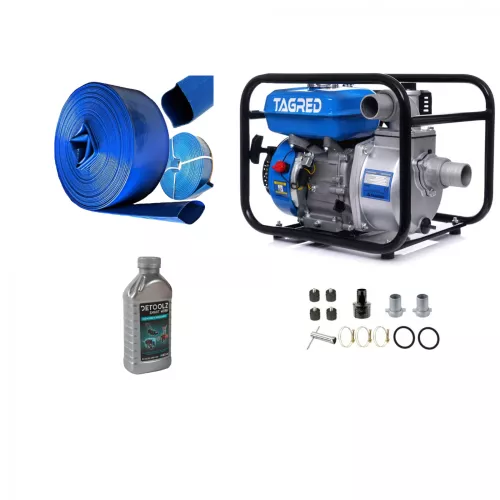 Motopompa benzina 4timpi 2 toli 36000L h + Furtun apa pompieri 100m 2 ...