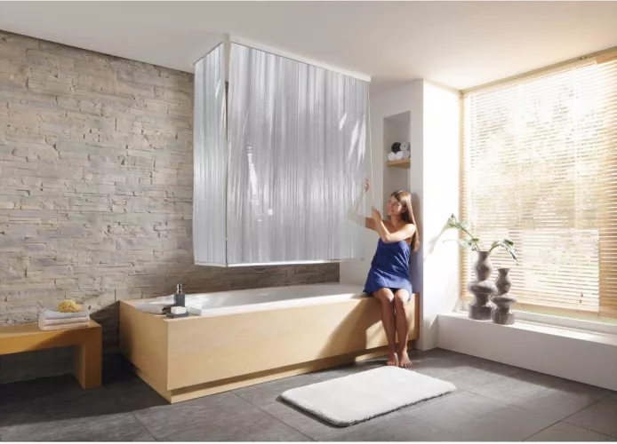 Perdea dus roleta pentru colt opac caseta inclusa 128x53x240cm Milky ...