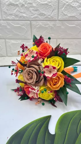 Buchet mic personalizabil cu trandafiri floarea miresei si cires BF-258 ...