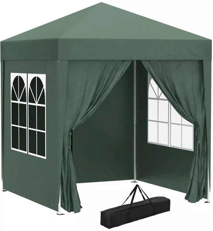 Pavilion pentru camping cadru metalic 4 pereti pliabil verde 2x2x2.4 m ...