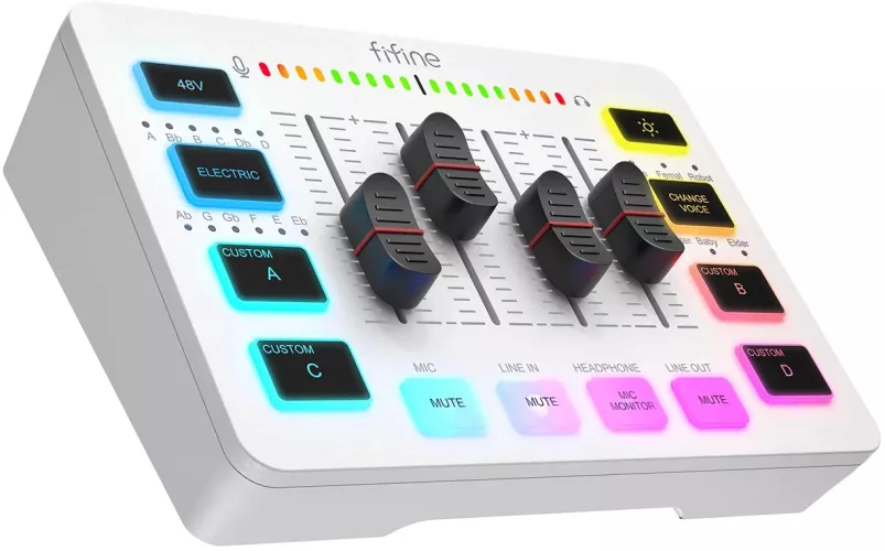 FIFINE Gaming USB Mixer 4-Channels XLR Microphone Interface RGB - cel.ro