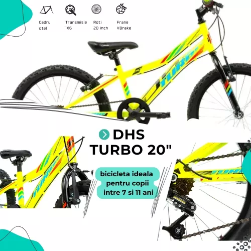 Bicicleta Copii DHS Turbo - 20 Inch Verde DH200S20253 - cel.ro