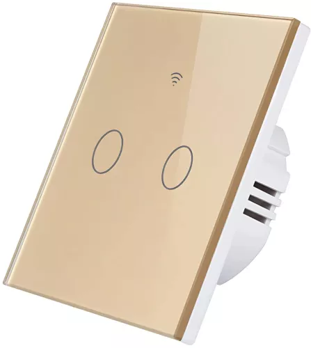 Intrerupator inteligent cu touch Wifi 2 canale 10A Auriu dw2o_34697741 ...