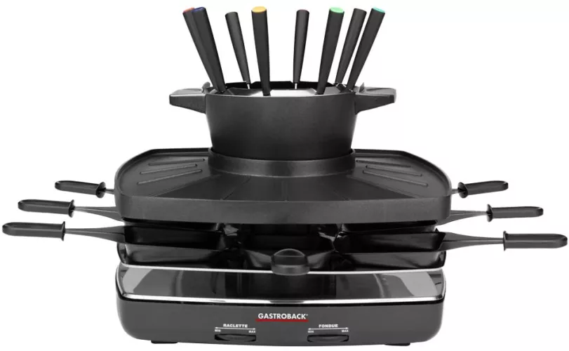 Plita grill si raclette cu fondue Gastroback Set family 1200 W 8 ...