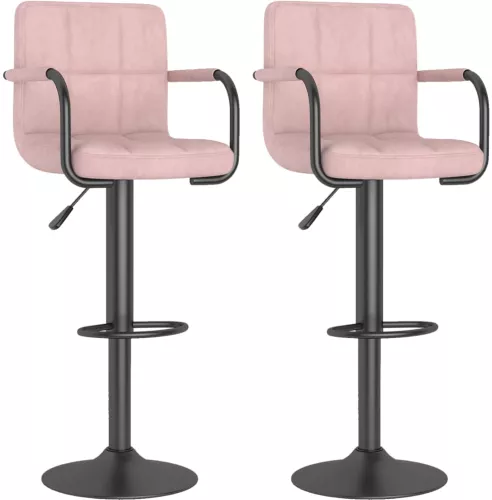 Scaune De Bar 2 Buc. Roz Catifea 8720286530443 - cel.ro