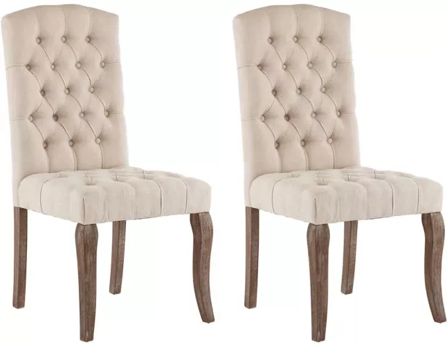 Scaune De Bucatarie 2 Buc. Bej Textil Cu Aspect De Panza 8720286052518 ...