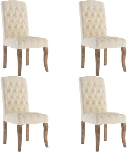 Scaune De Bucatarie 4 Buc. Bej Textil Cu Aspect De Panza 8721158381439 ...