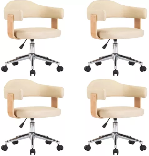 Scaune De Sufragerie Pivotante 4 Buc. Crem Piele Artificiala ...