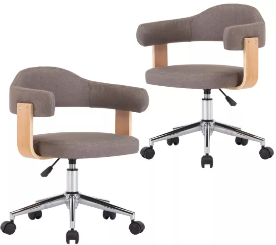 Scaune Pivotante 2 Buc. Gri Taupe Lemn Curbat & Textil 8720286023464 ...