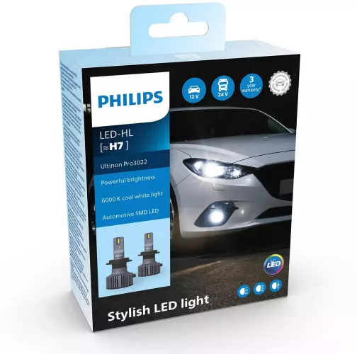 Set 2 leduri auto Philips Pro3022 H7 20 W 6000 K 12 / 24 V 73k3 ...