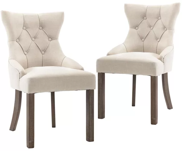 Scaune De Bucatarie 2 Buc. Bej Textil 8720286052471 - cel.ro