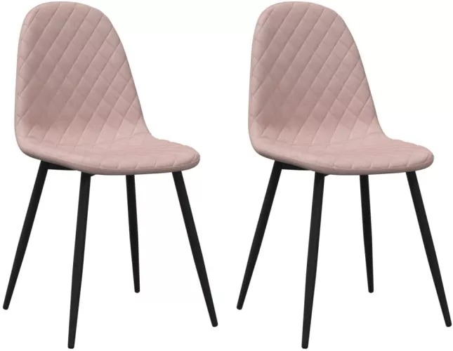 Scaune De Bucatarie 2 Buc. Roz Catifea 8720286180136 - cel.ro
