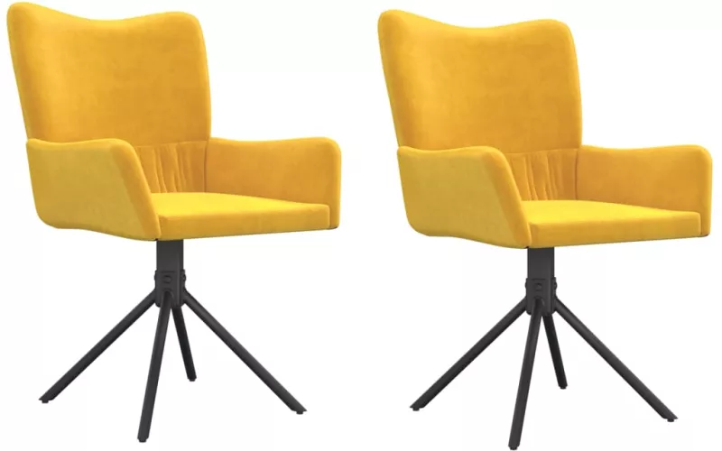 Scaune De Bucatarie Pivotante 2 Buc. Galben Catifea 8720287109242 - cel.ro