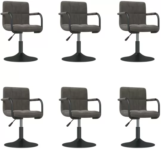 Scaune De Sufragerie Pivotante 6 Buc Gri Inchis Catifea 8720286744598 ...