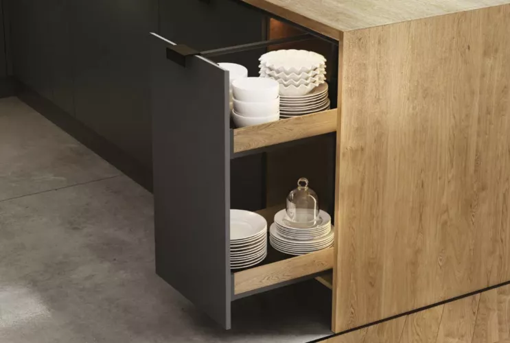 Cos jolly 300 mm Maxima PURO soft-close 12 kg lemn + metal negru mat ...