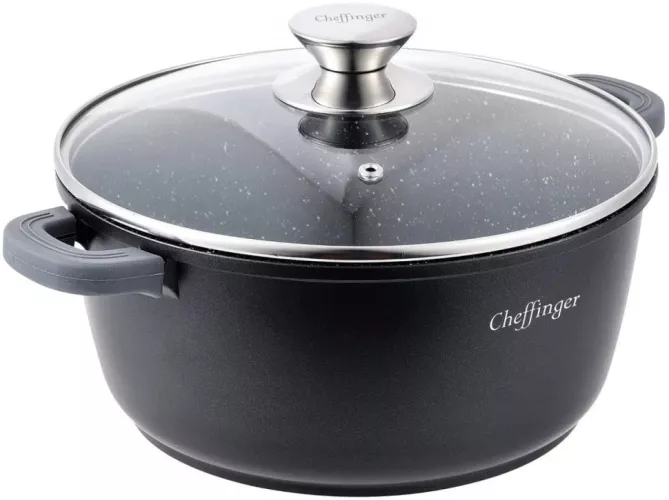 Cratita cu interior marmorat cu capac Cheffinger CF-DC40 40 cm 18 l CF-DC40 - cel.ro