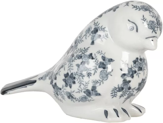 Figurina Pasare ceramica alba albastra 21x10x13 cm 6CE2090 - cel.ro