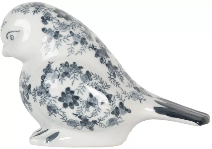 Figurina Pasare ceramica alba albastra 21x10x13 cm 6CE2090 - cel.ro