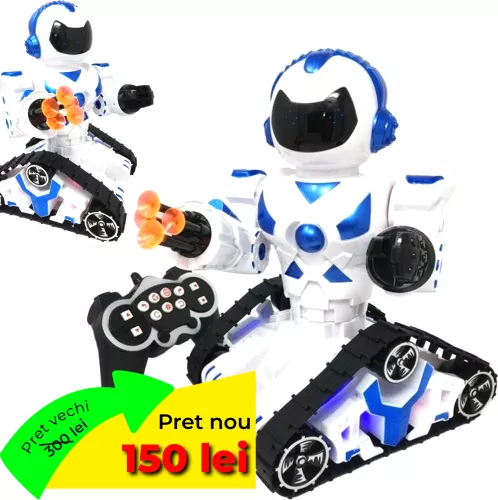 Jucarie Robot Tanc cu telecomanda sageti cu ventuze led lumini sunete ...