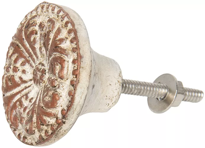 Set 4 butoni mobilier ceramica bej maro 4x3 cm 64178 - cel.ro