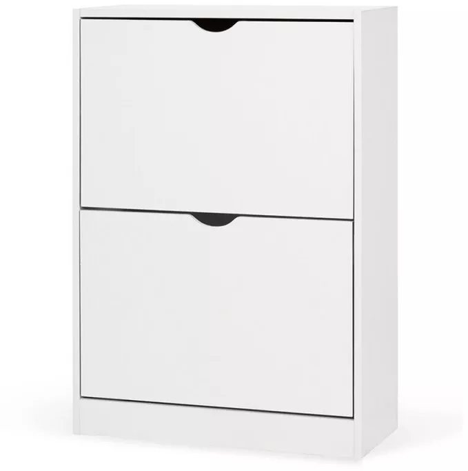 Pantofar KL Carey 2 usi rabatabile 4 rafturi Pal Melaminat 60x24x83 cm alb