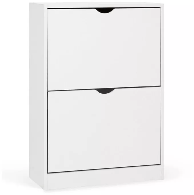 Pantofar KL Carey 2 usi rabatabile 4 rafturi Pal Melaminat 60x24x83 cm alb