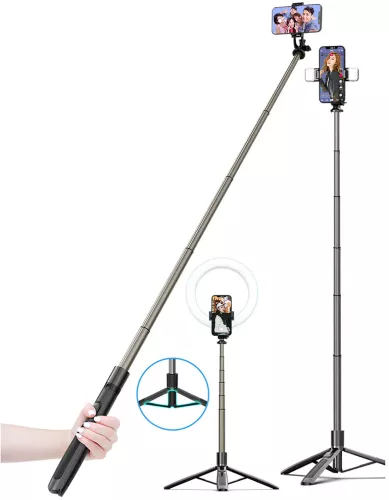 Selfie Stick cu Trepied si Telecomanda 156cm A27 ABS si Silicon Black ...